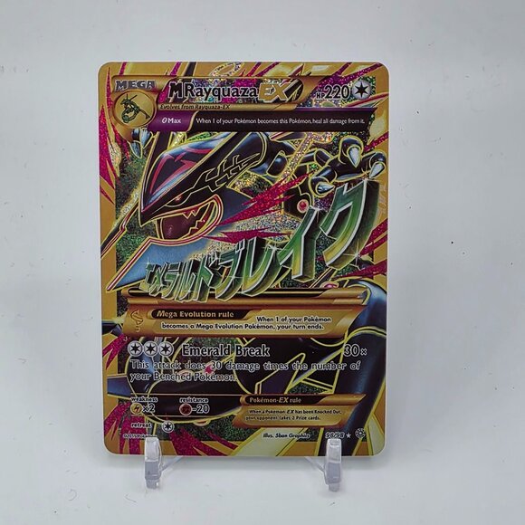 Toys | Custom Sparkling Gold Holo Rayquaza Ex Pokemon Card Read ...